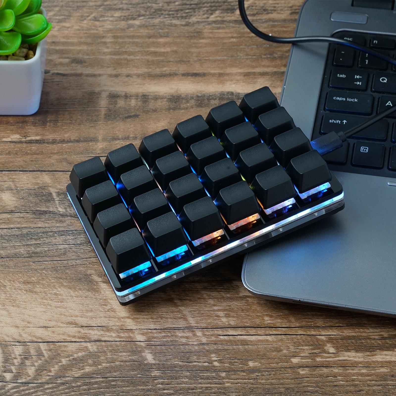Mini USB Custom Mechanical Keyboard 24 Keys Black/... – Grandado