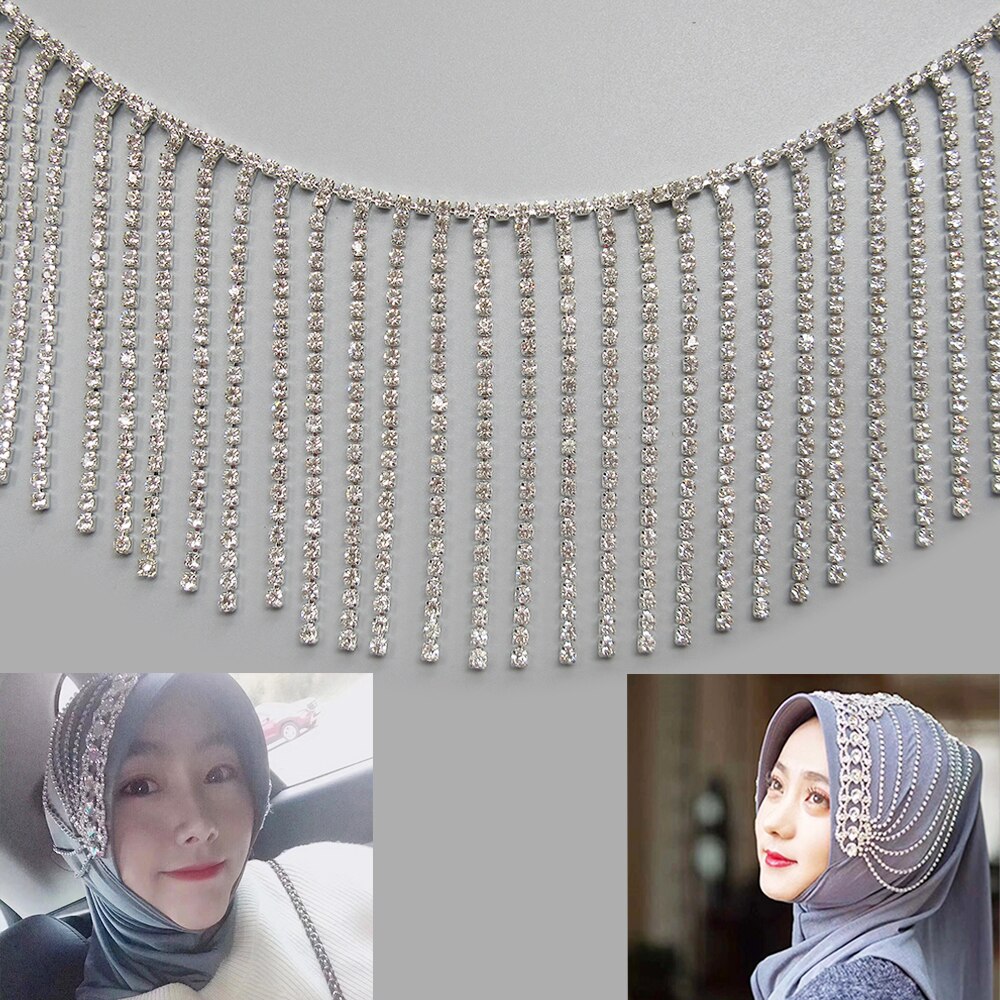 30cm Tassel Fringe Rhinestone Chain Trim Ribbon Di... – Grandado