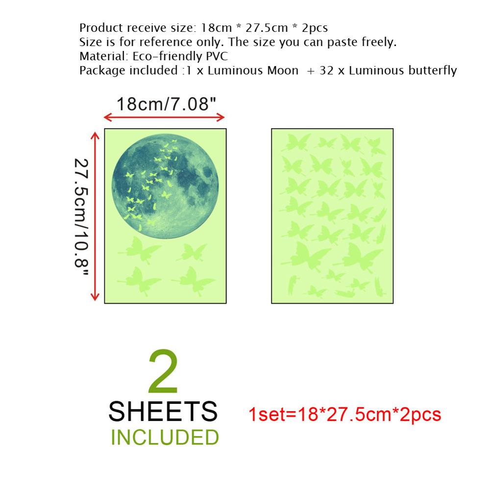 Luminous Moon butterfly 3D Wall Sticker bedroom li... – Vicedeal