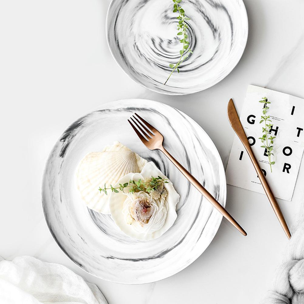 Nordic Ceramic Breakfast Plate Marble Pattern Plat... – Vicedeal