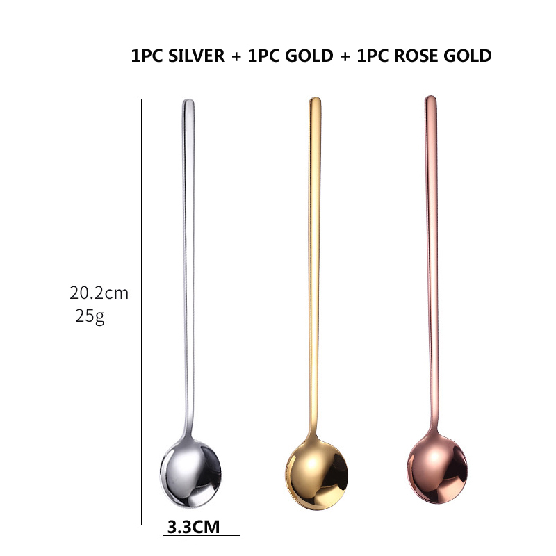 3Pcs 304 Food Grade Stainless Steel Spoon Set Long... – Grandado