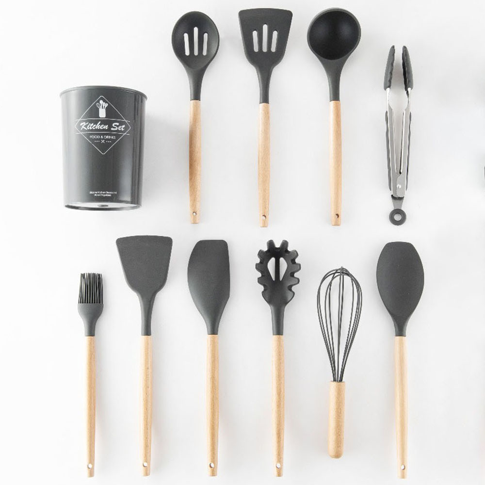 Black Silicone Cooking Utensils Set Kitchenware He... – Grandado