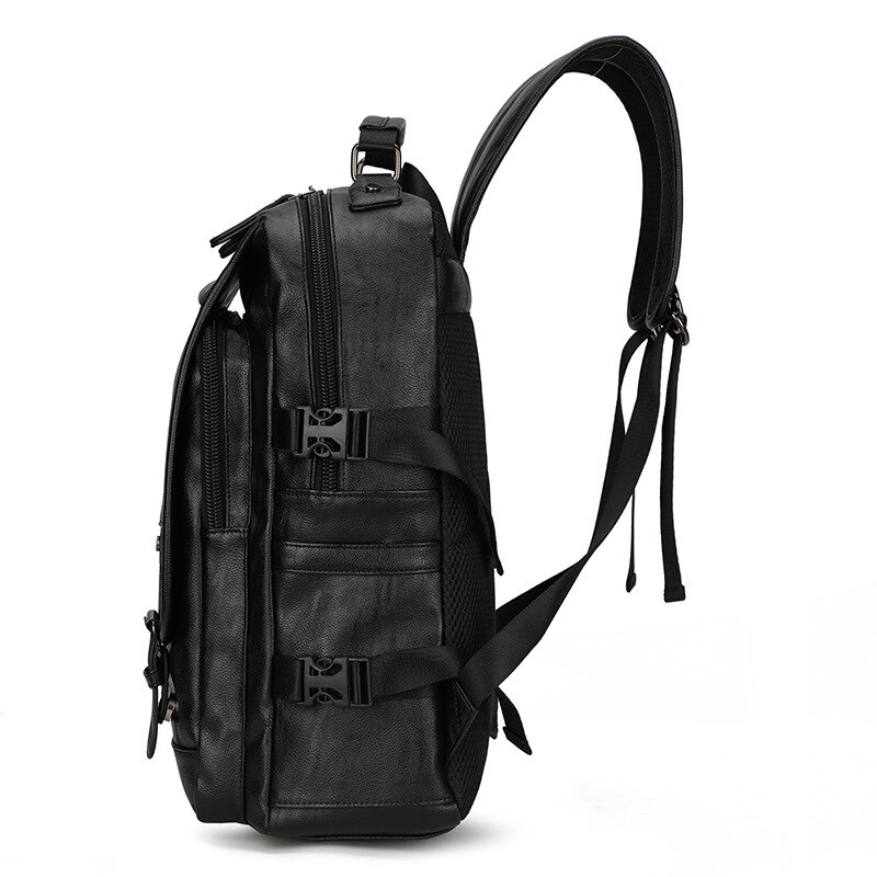 Men'S Black Backpack Pu Leather Men'S Bag ... – Grandado