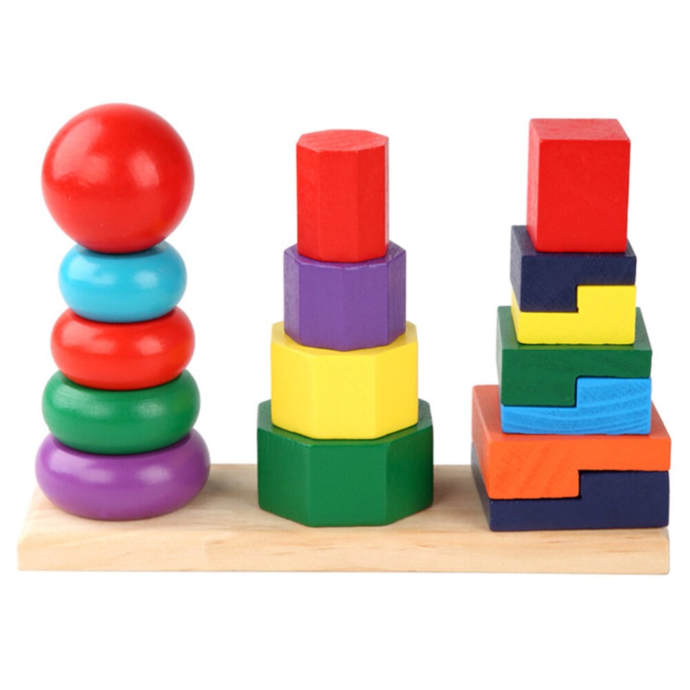 1 Set Colorful Block Column Toy Shape Color Match ... – Vicedeal