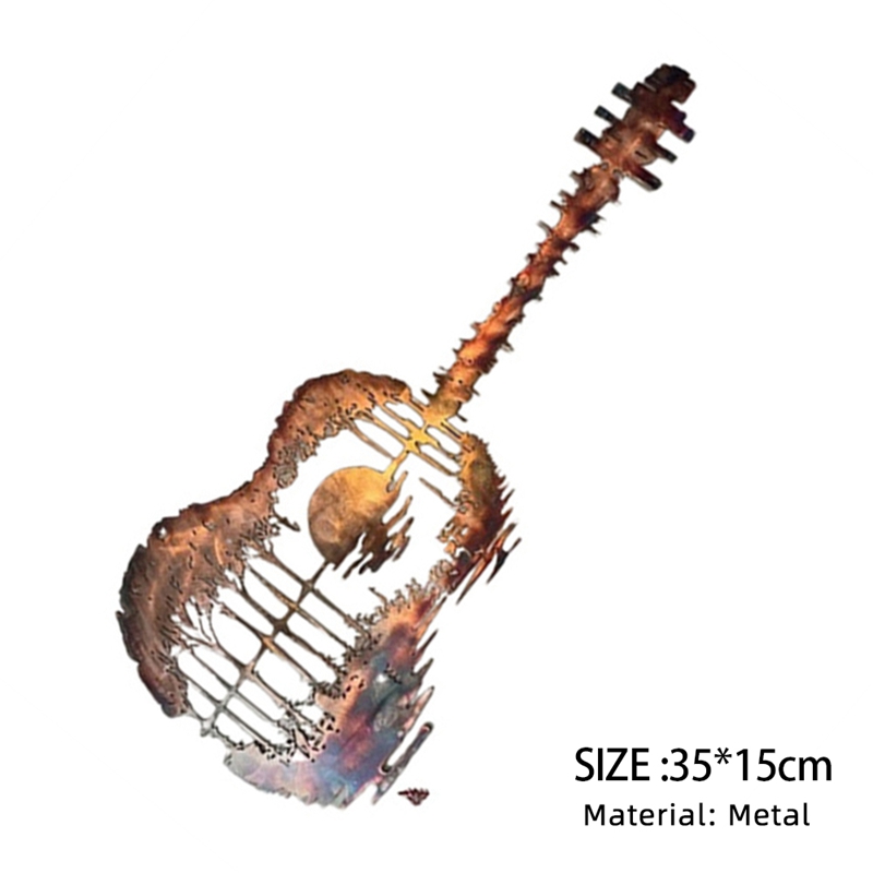 Sunset Guitar Metal Wall Art Hanging Wall Decor Pe... – Grandado