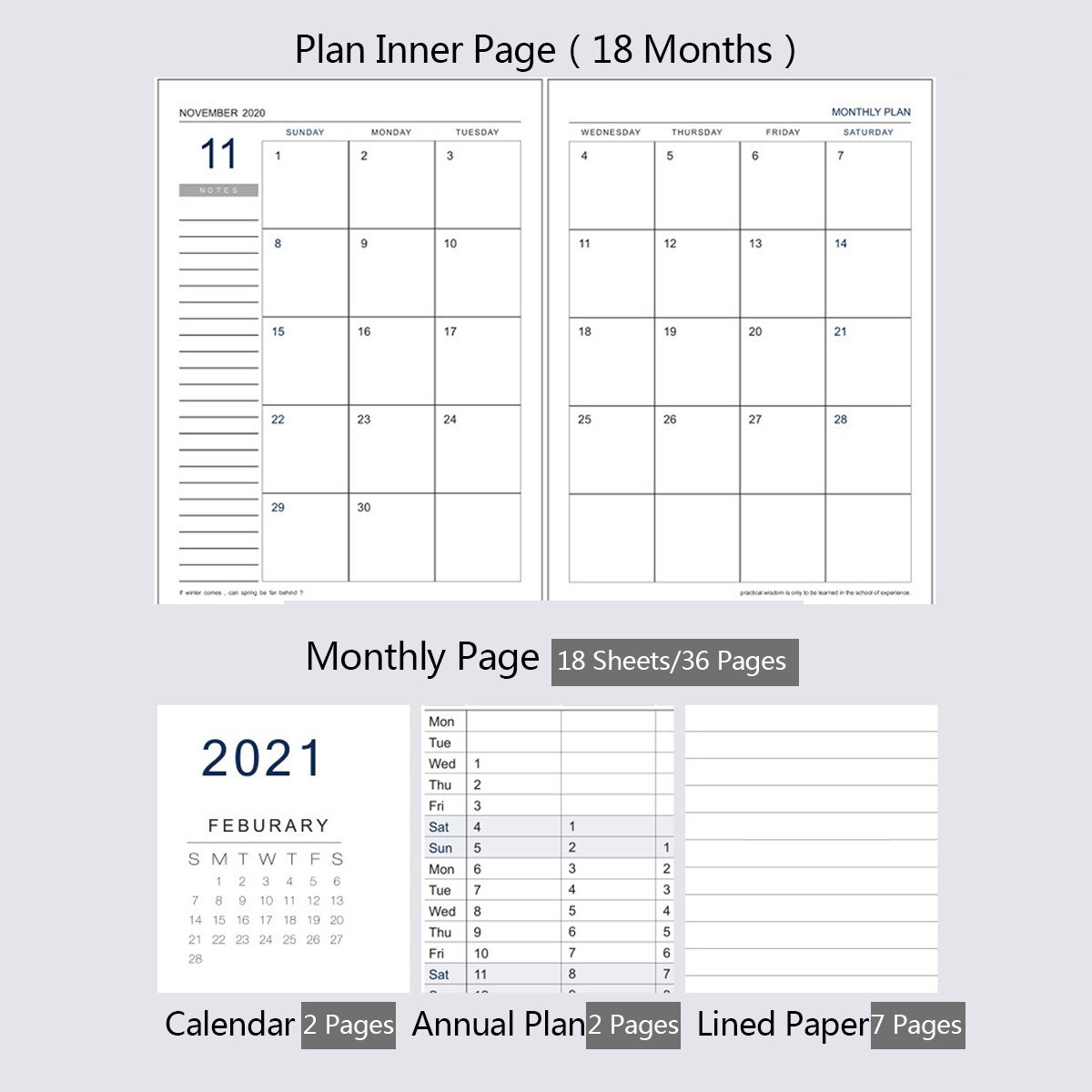 B5 Self-Vulling Maandelijkse Planner Notepad Leraa... – Grandado