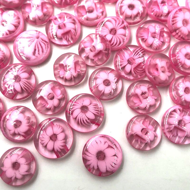 50pc Lots 14mm Pink color flower Plastic Buttons s... – Vicedeal