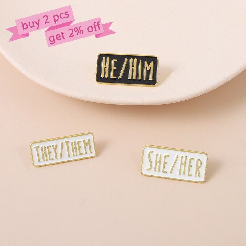 Simple Pronouns Enamel Pins Custom HE HIM SHE HER ... – Vicedeal