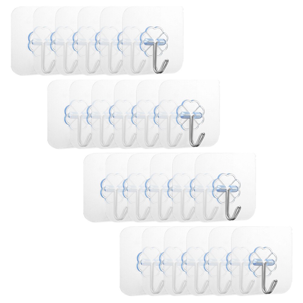 4/12/24 Pcs Transparent Wall Hooks Waterproof Self... – Grandado