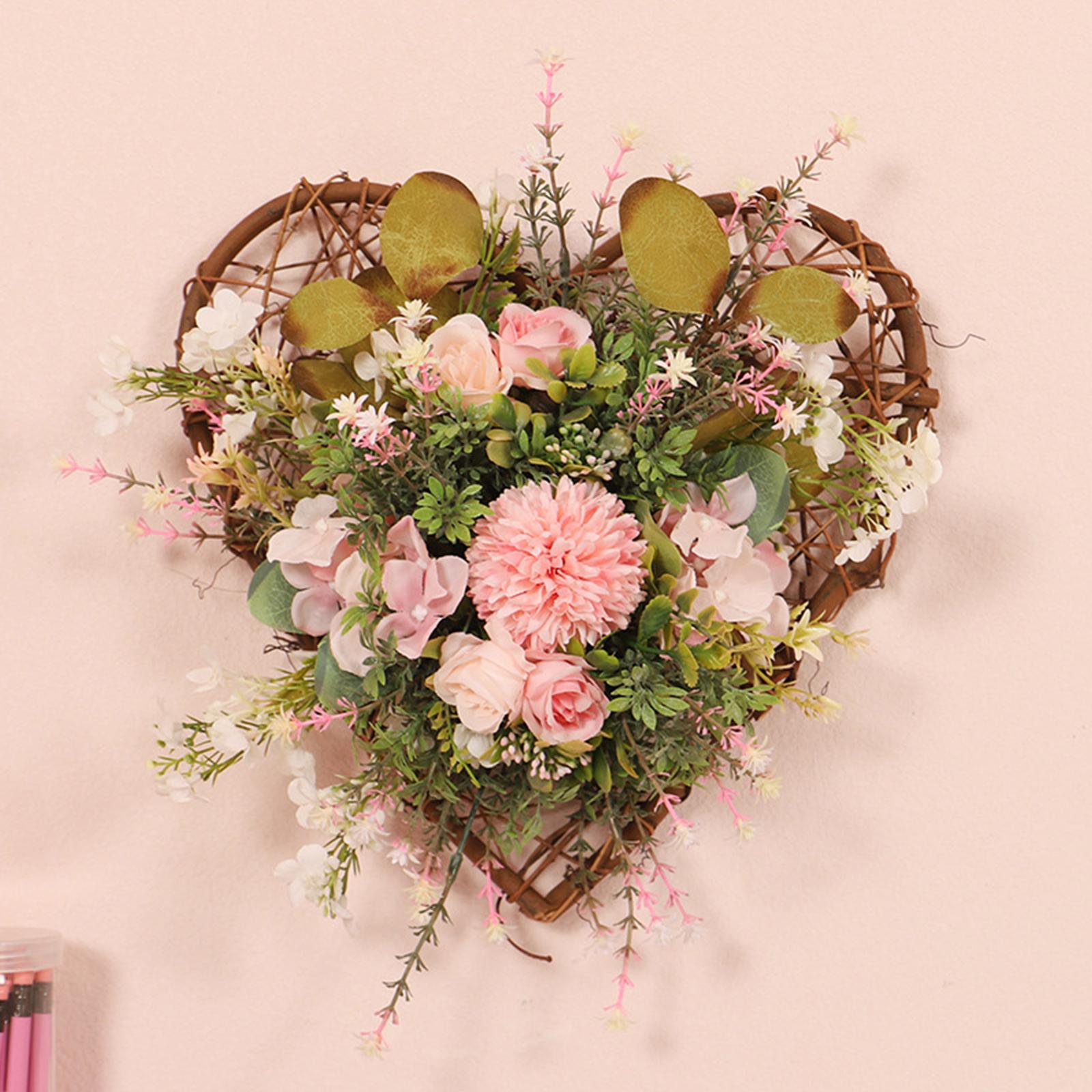 Heart-Shaped Spring Wreath Artificial Ball Chrysan... – Grandado