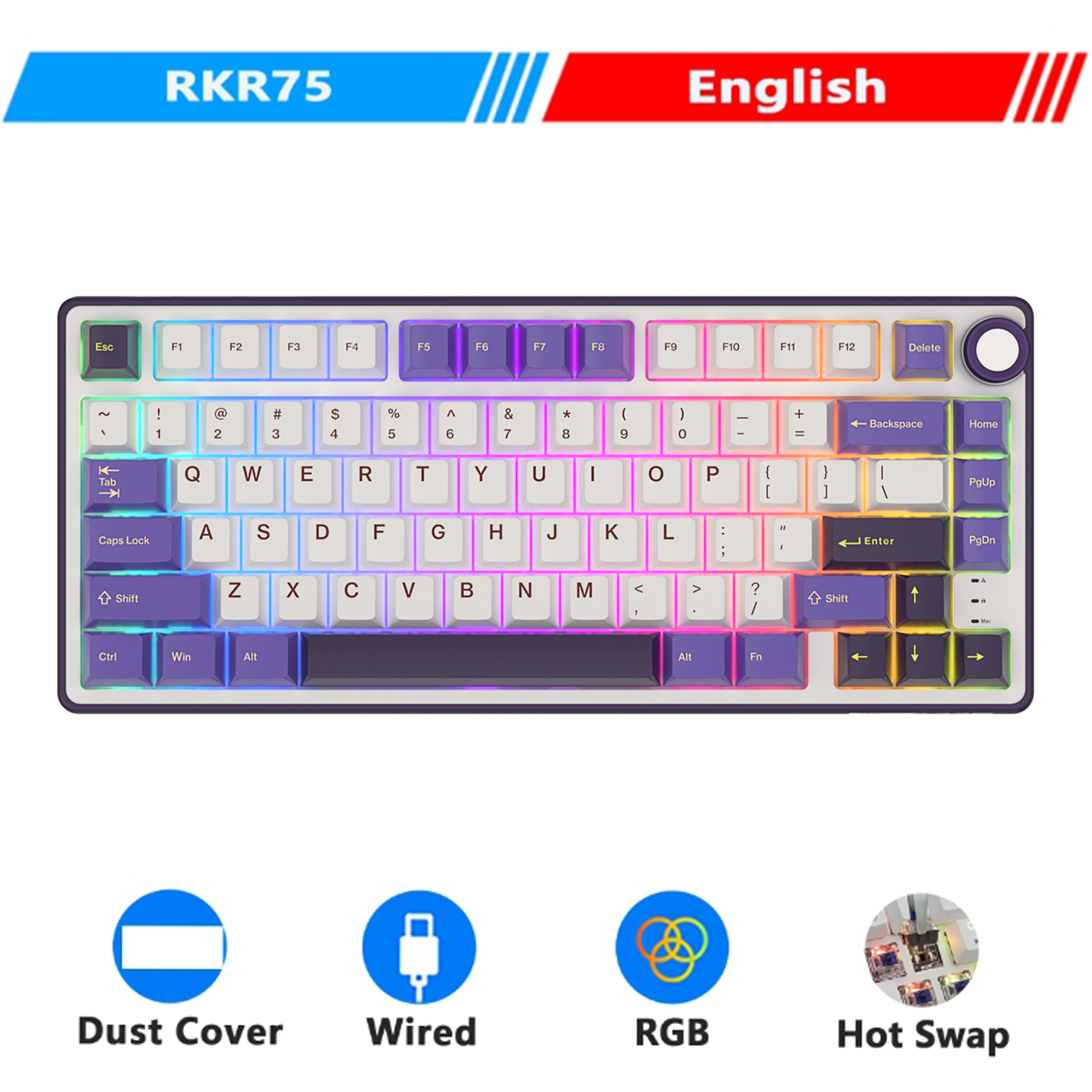 RK Royal Kludge R75 Gasket Wired Mechanical Keyboa... – Grandado