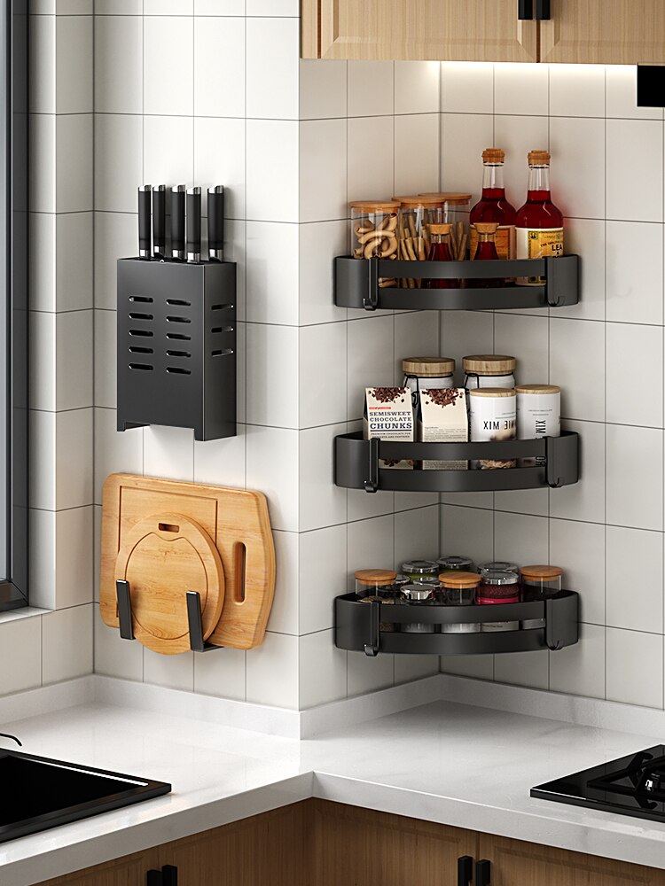 Kitchen corner shelf Corner dressing rack Wall han... – Vicedeal
