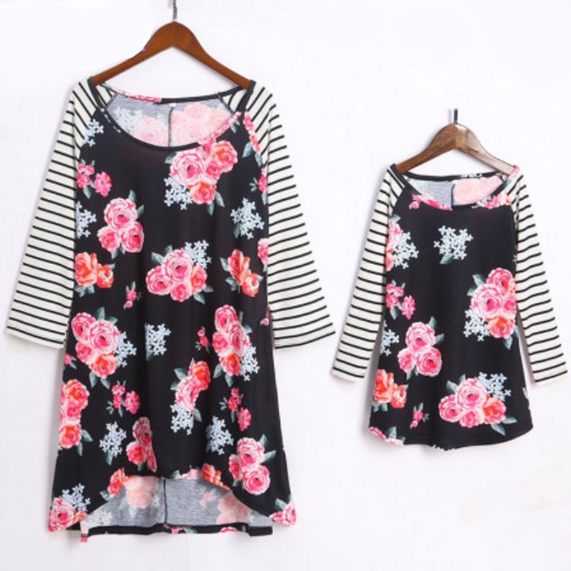 Mutter Tochter Kleider Langarm Mama Und Mich Kleid... – Vicedeal