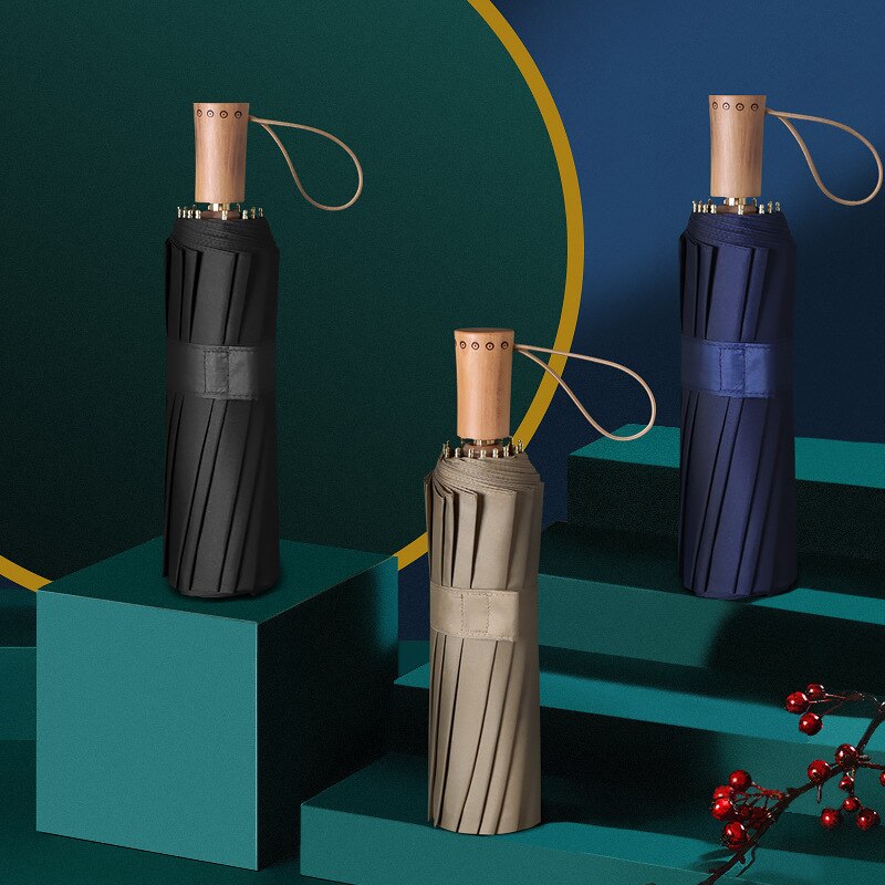 Chinese Style Wooden Handle Umbrella Rain Women 16... – Grandado