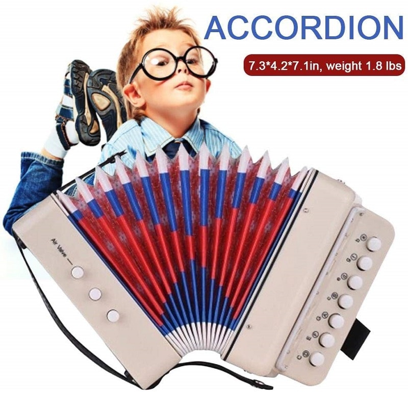 Acordeón para niños, 7 teclas con 3 válvulas de ai... – Grandado