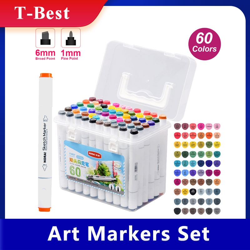 60/36/12 Colors Art Markers Set Dual Heads Broad F... – Vicedeal