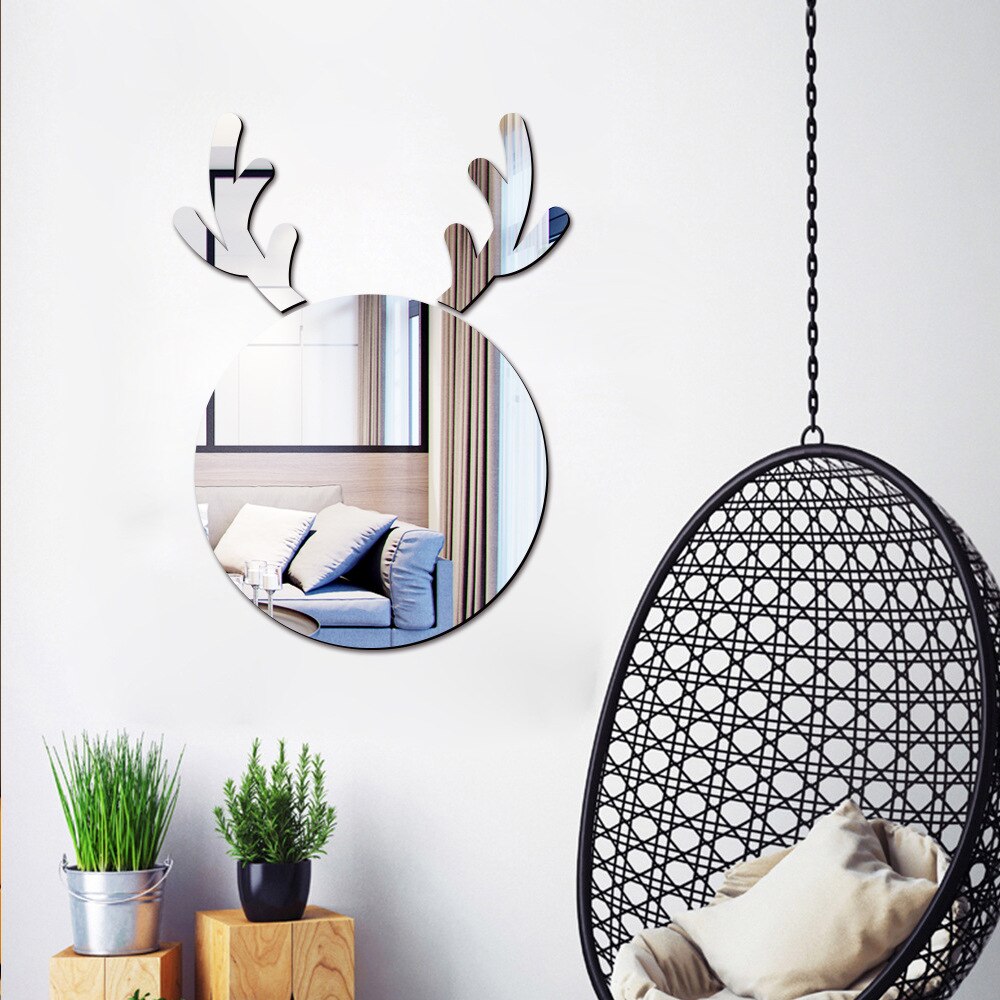 Cartoon Elk Acrylic Mirror Wall Stickers Mural Bed... – Grandado