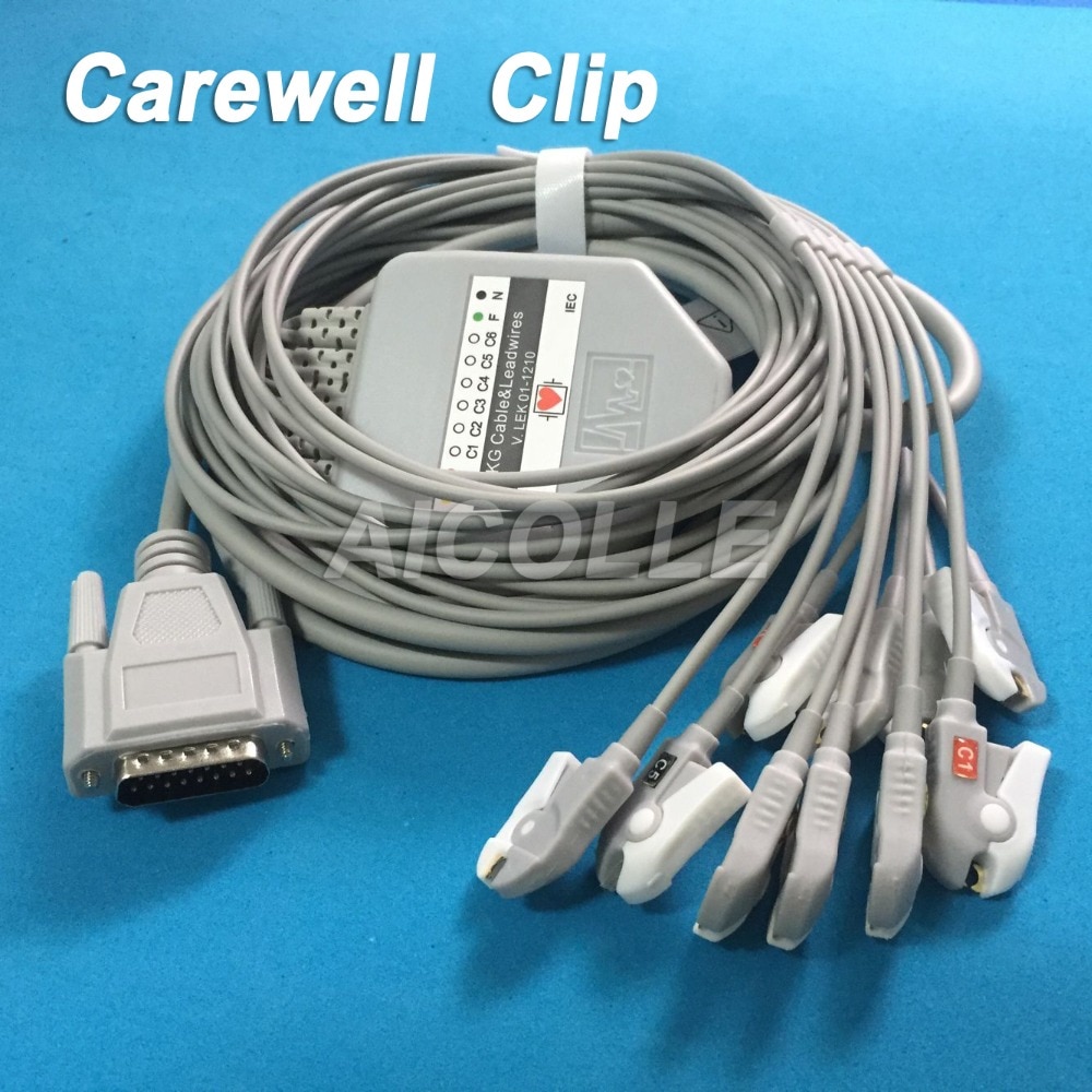 Eletrocardiograma Carewell EKG cable 10 lead ecg c... – Vicedeal