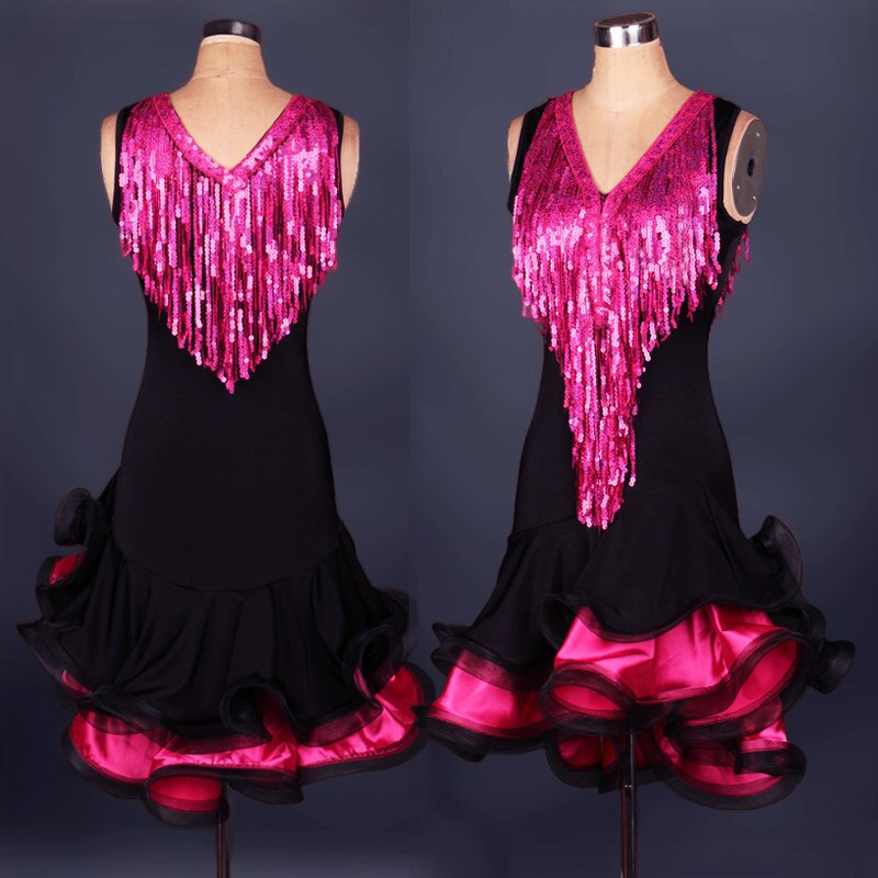 Adult/Children Tassel sequins Latin Dance Dress Wo... – Grandado