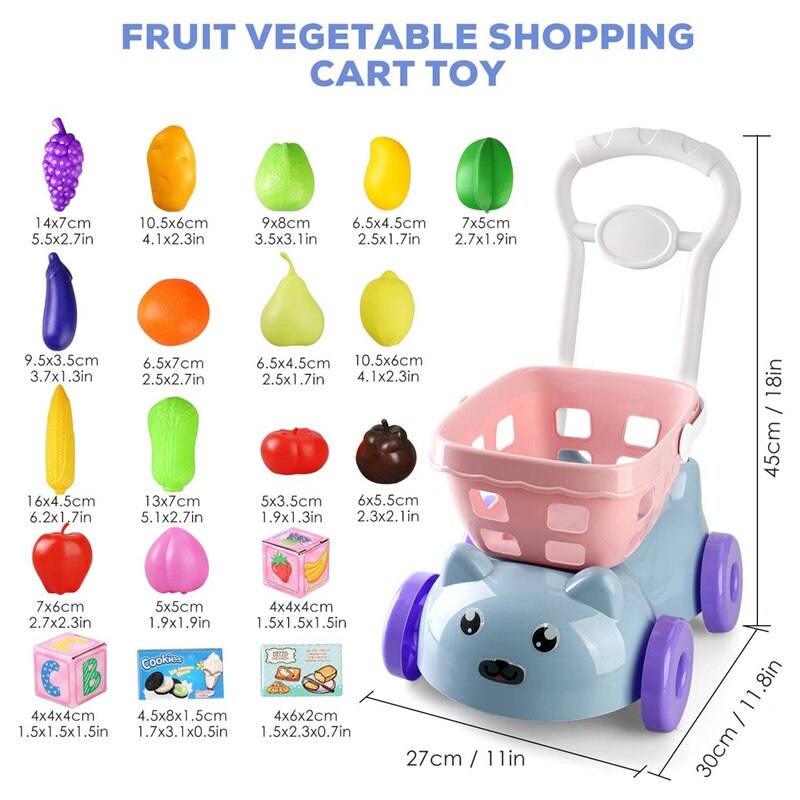 FBIL-20Pc Supermarket Hand Shopping Cart Kids Toys... – Vicedeal