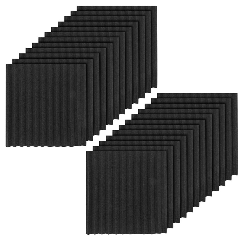 24 Pcs Black Acoustic Panels Soundproofing Foam Ac... – Grandado