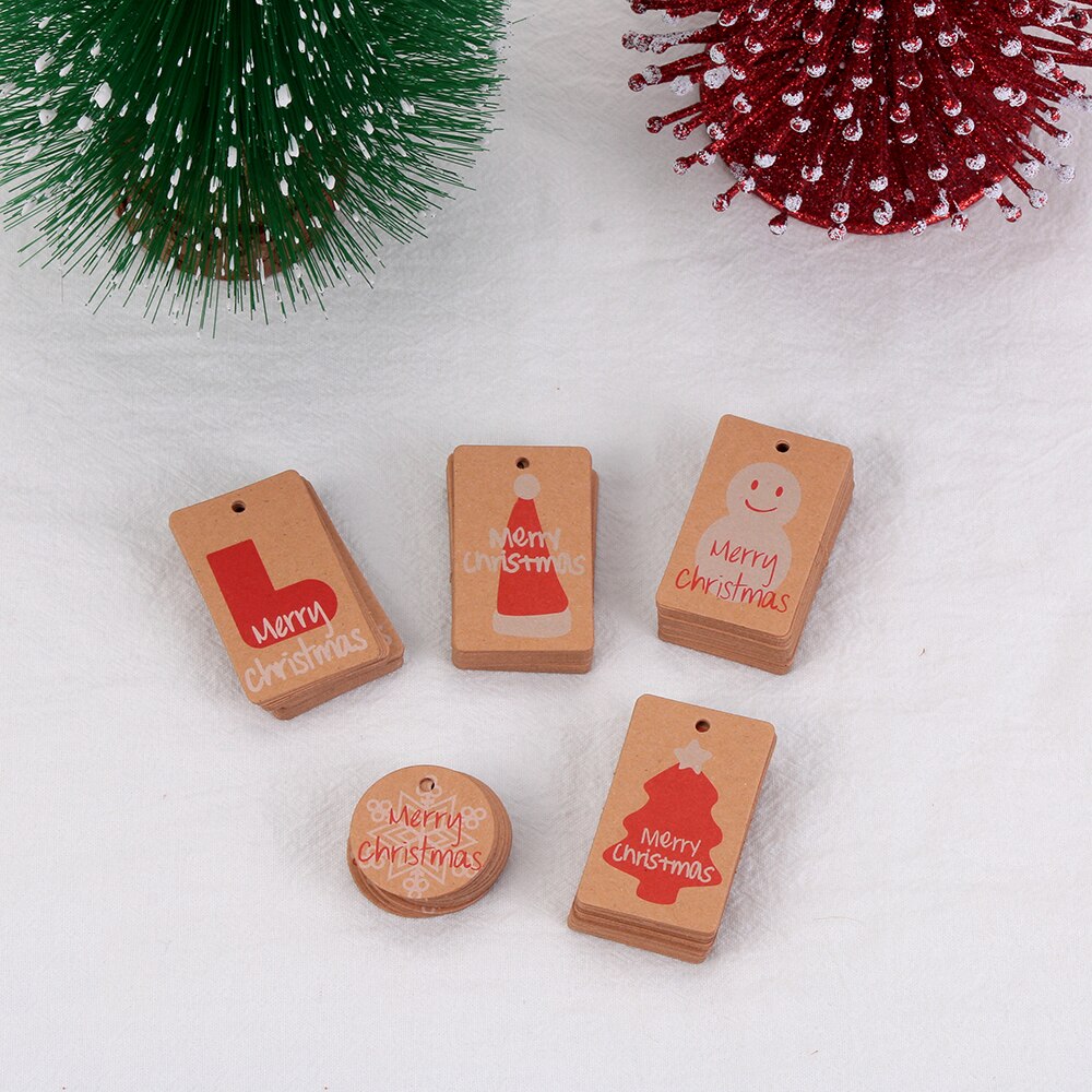 100 stuks Happy Merry Kerst Kraftpapier Tag Orname... – Vicedeal