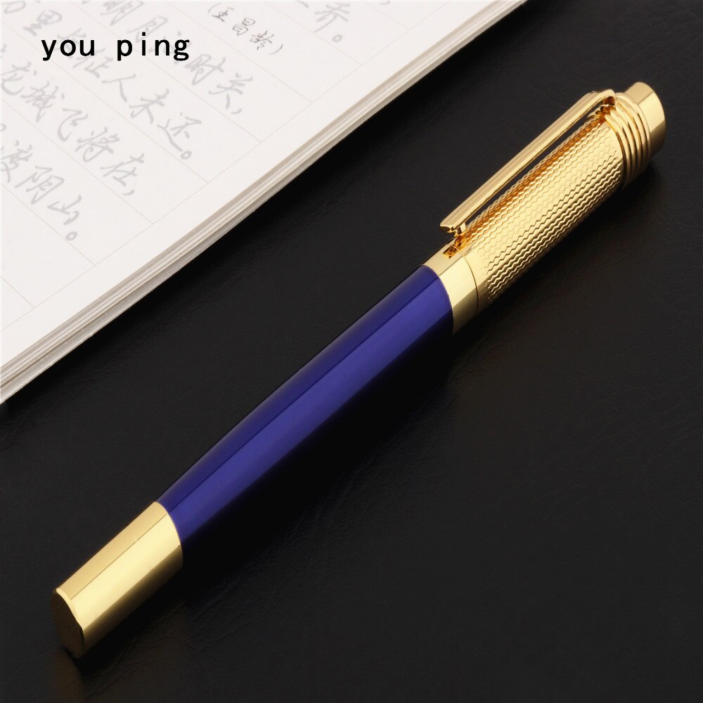 Luxury pen 022 Golden hat Blue Business office Rol... – Vicedeal