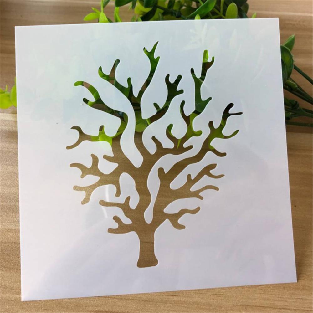 Journal Supplies Hollow Coral Tree Stencils Wall P... – Grandado