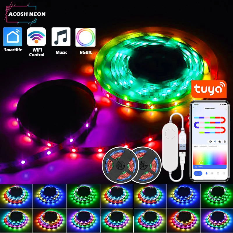 20M TUYA LED Strip Light 12LEDs/M Smartlife Wifi R... – Grandado