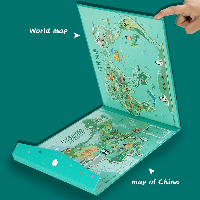 Kids Wooden Magnetic China World Map Puzzle Childr... – Grandado