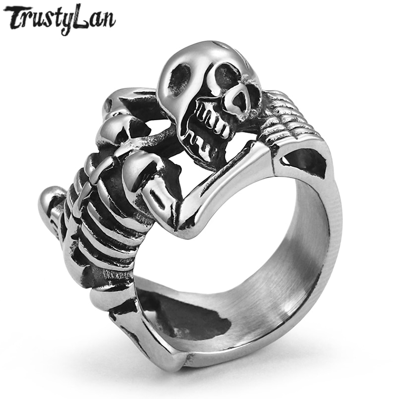 Gothic Rvs Schedel Lichaam Ringen Man Punk Rock Sk... – Vicedeal
