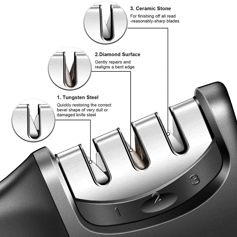 Knivslip 3 steg diamant keramisk slipsten kök kniv... – Vicedeal