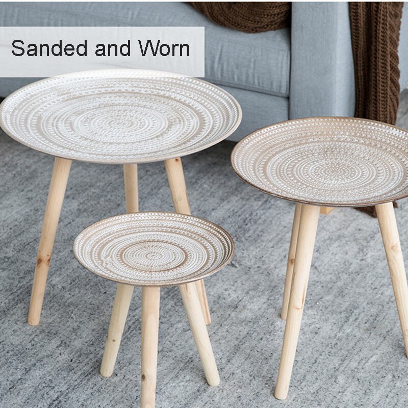Round Nordic Wood Coffee Table Bed Sofa Side Table... – Grandado