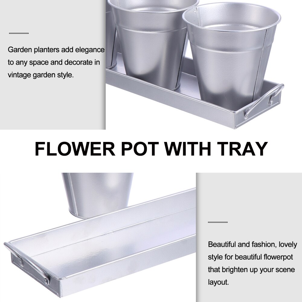 3pcs Iron Bucket Planter with 1pc Tray Floral Pots... – Grandado