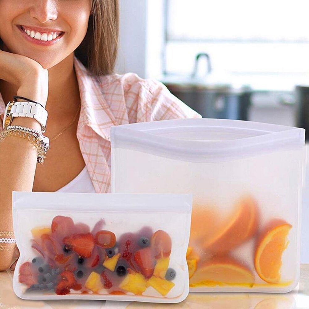 Silicone Food Storage Bag Reusable Stand Up Zip Sh... – Vicedeal