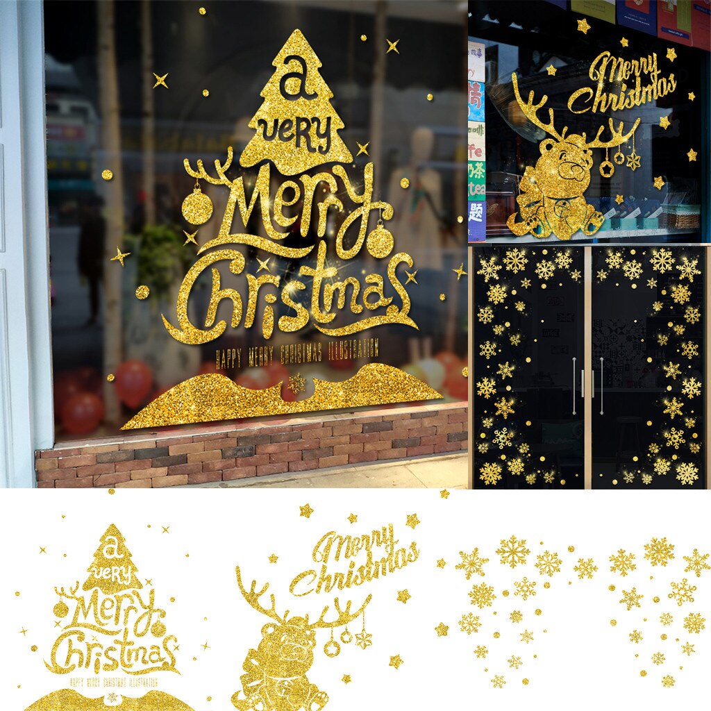 Happy Year Merry Christmas Enamel Gold Wall Sticke... – Vicedeal