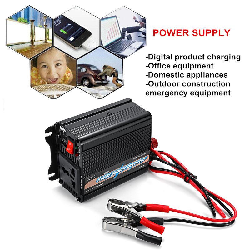 300 W Max Solar Power Inverter 12 V naar AC 220 Vo... – Vicedeal