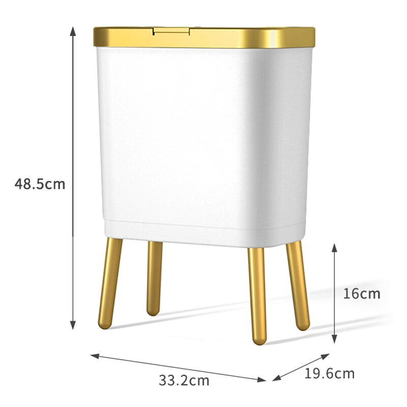 15L Trash Bin High Foot With Lid Dustbin Large Cap... – Grandado