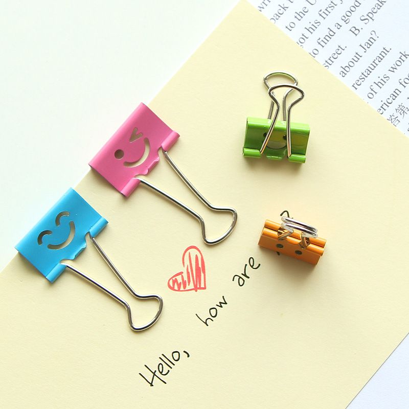 Smile face Binder Clip Office Accessories Paper Cl... – Vicedeal