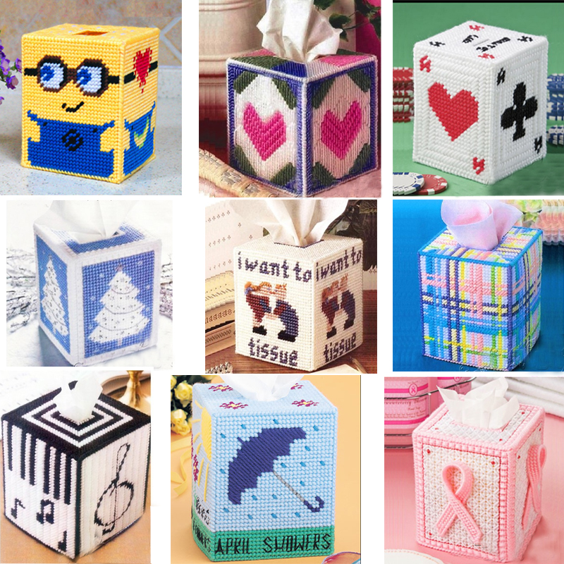 DIY 3D Cross-Stitch Tissue box embroidery storage ... – Grandado