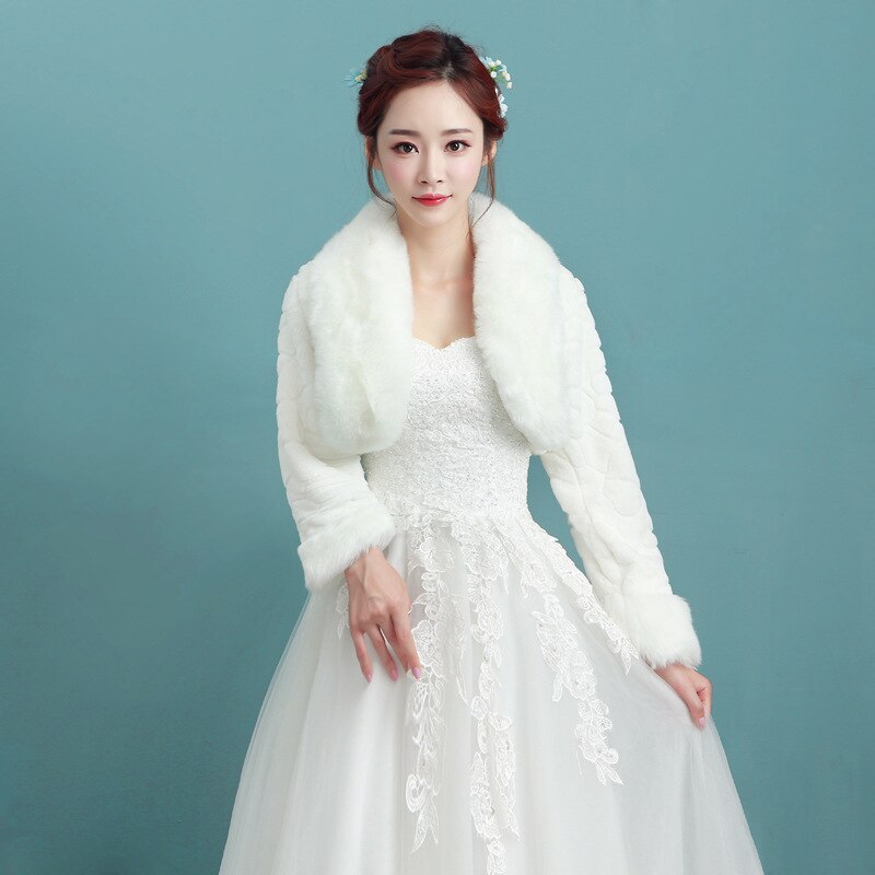 Robe Bolero women Faux fur coat Bridal fur shawl P... – Vicedeal