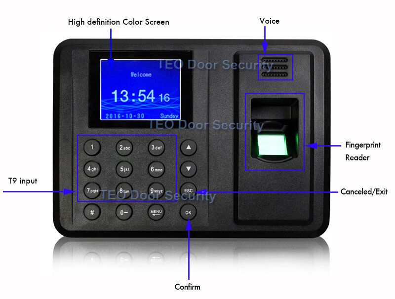 2.4 inch Color TFT USB Biometric Fingerprint Time ... – Grandado