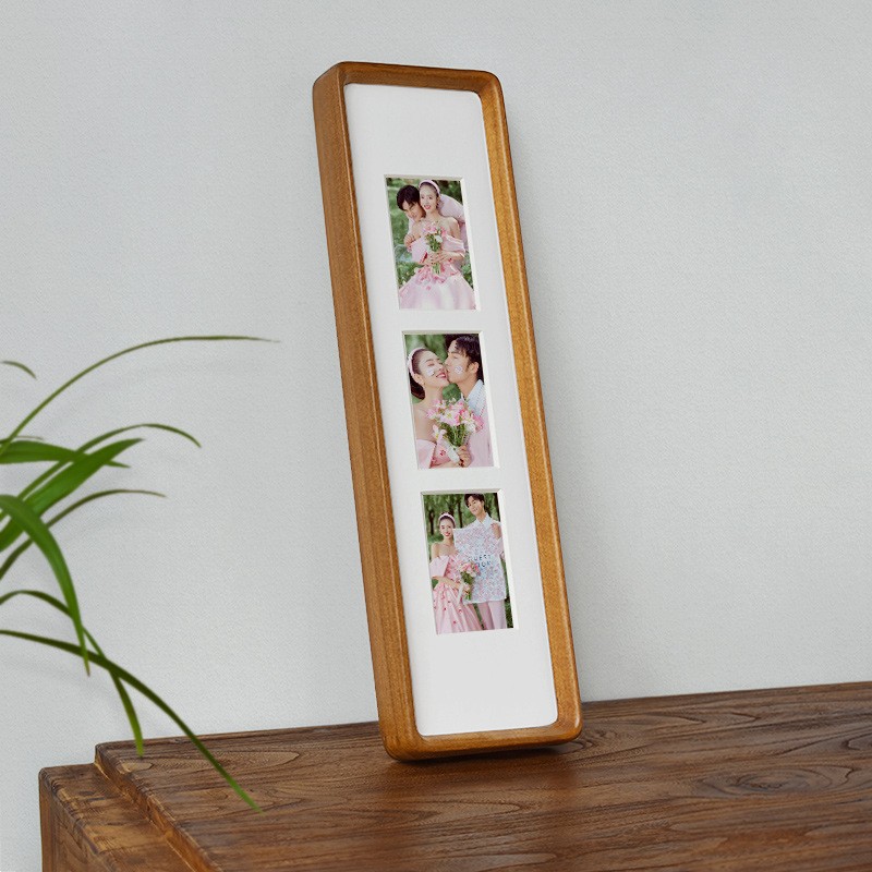 Long Solid Wood Photo Frame Multi-Grid Three-Panel... – Grandado
