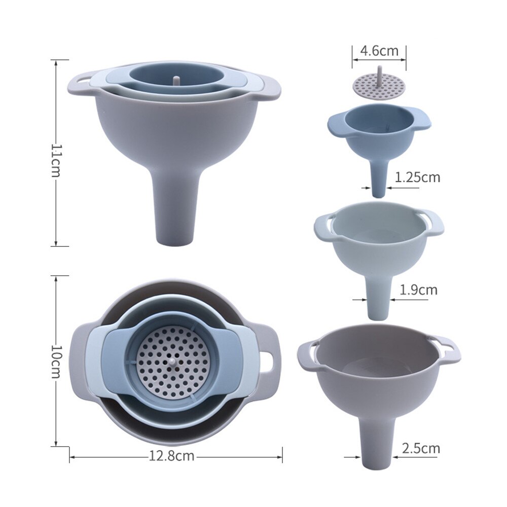 3PCS 4 In 1 Strainer Filter Multifunctional Funnel... – Vicedeal