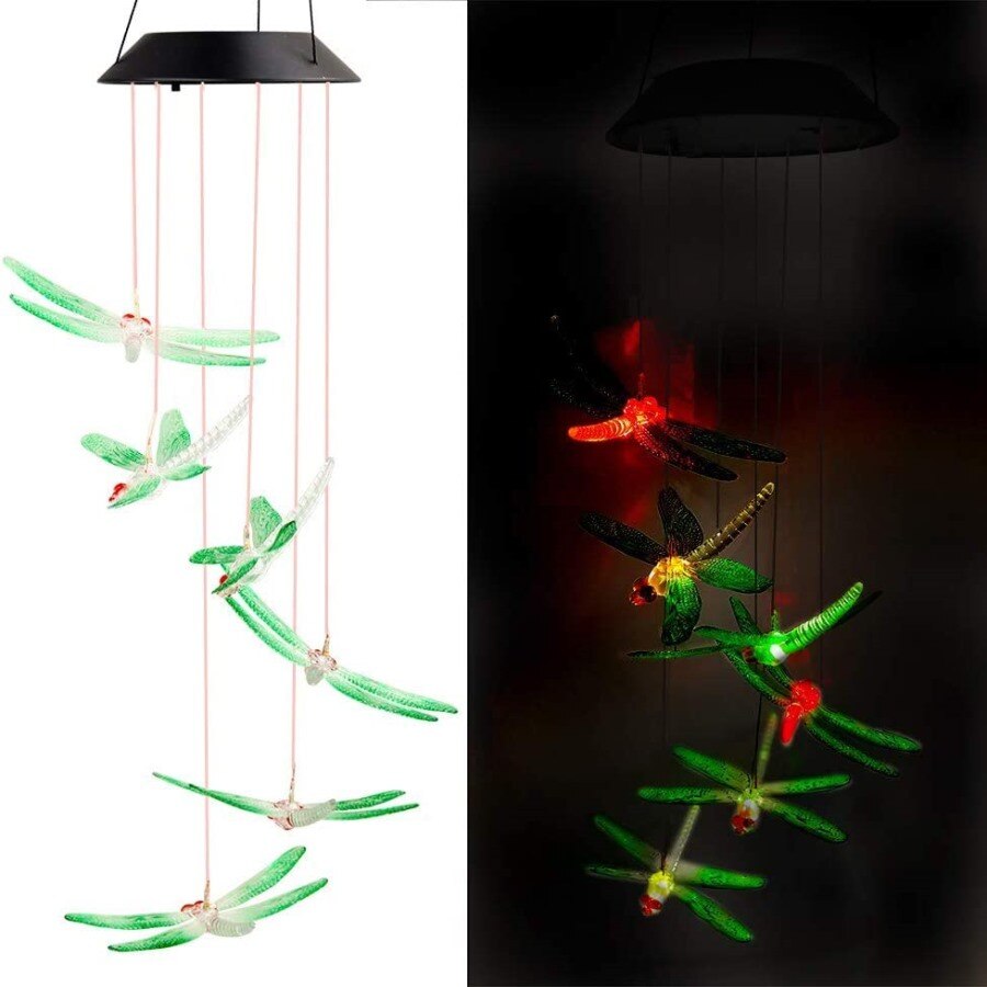 Solar Lamp Color Changing LED Dragonfly Wind Chime... – Grandado