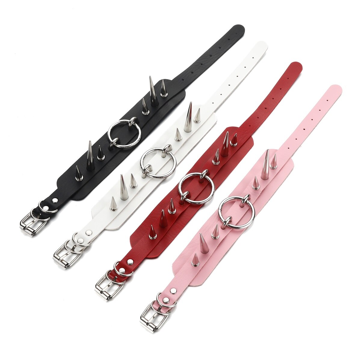 Punk Goth Spiked Choker Collar Black Pu Leather Em... – Vicedeal