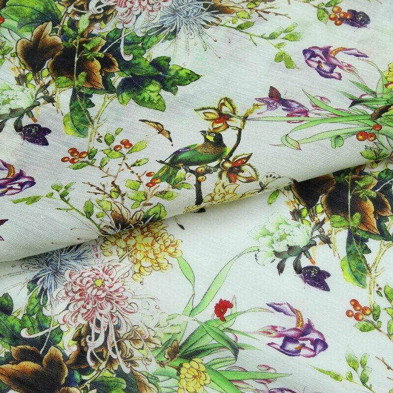 Floral and animal silk linen blended fabric flower... – Vicedeal