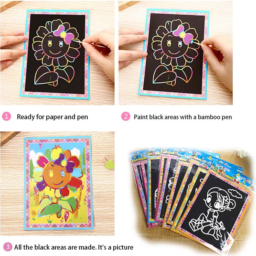 10Pcs Magic Scraping Papers Art Doodle Pad Childre... – Grandado