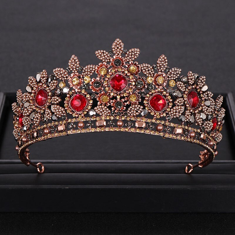 Vintage Braut Crown Barock Rot Strass Kristall Kro... – Vicedeal