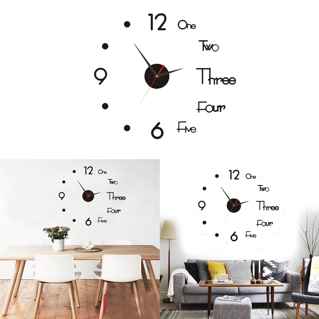 Modern Frameless Large 3D DIY Wall Clock for Home ... – Grandado